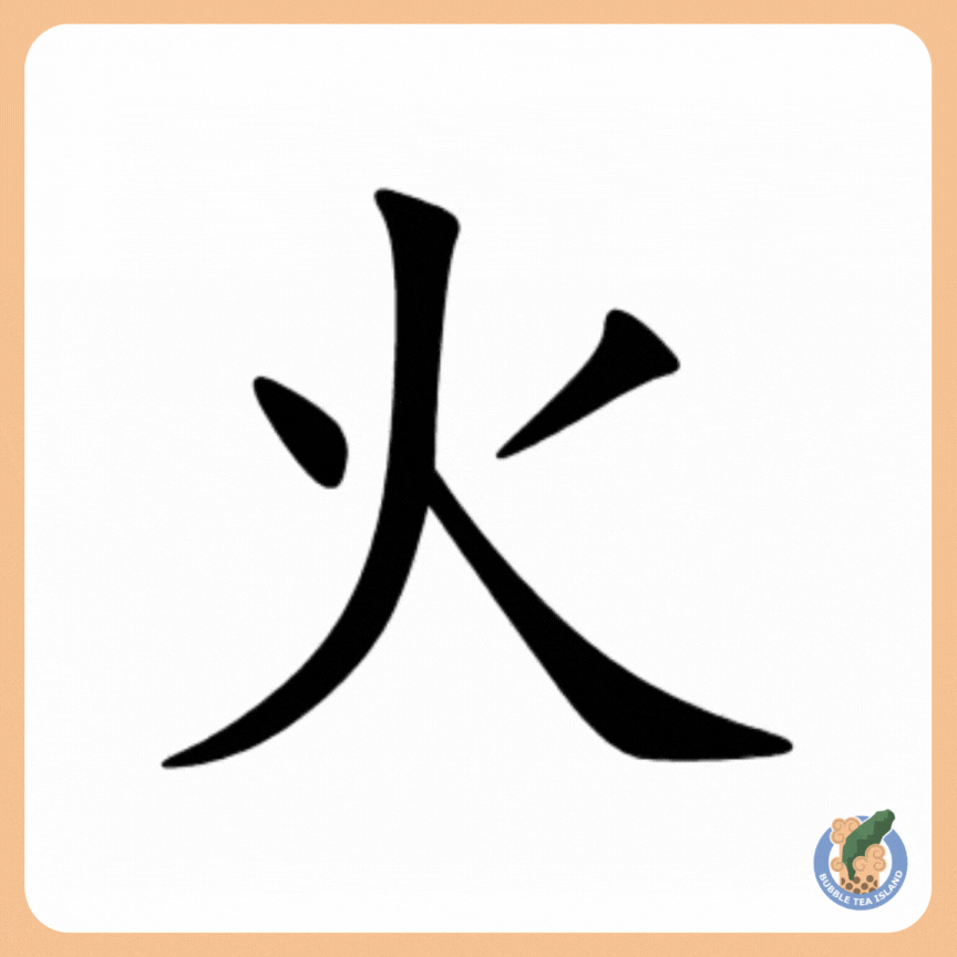 火 | Chinese Character for Fire – Bubble Tea Island