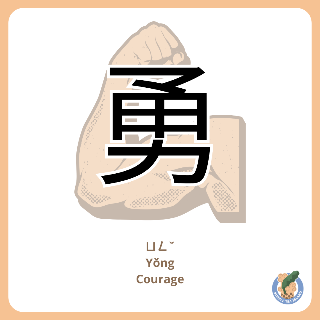 勇 | Chinese Character for Courage – Bubble Tea Island